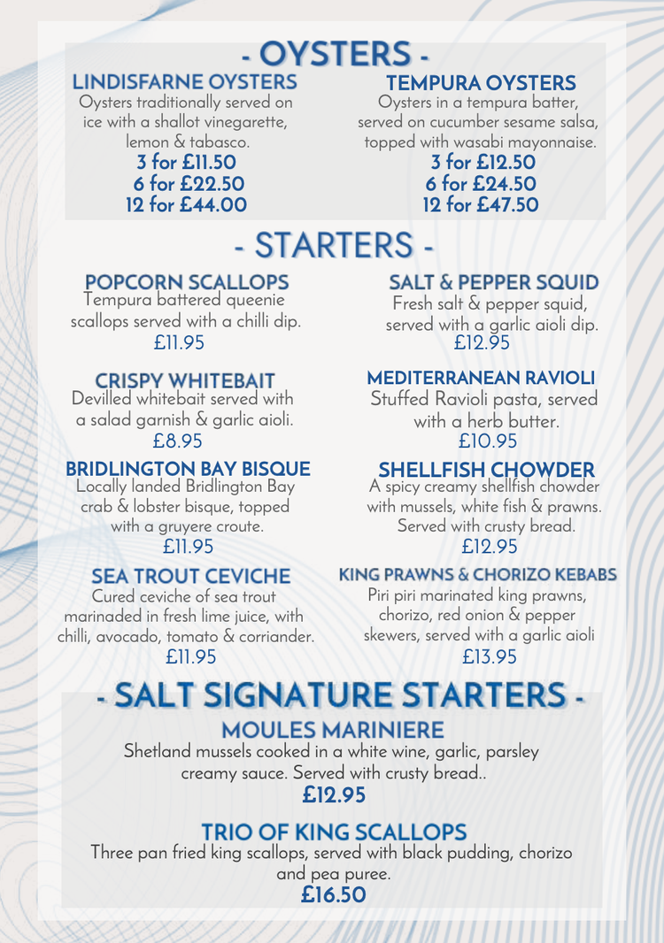 Salt | Menus | Harrison Leisure