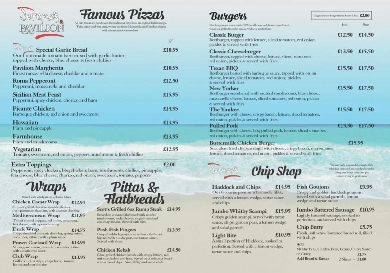 Jeromes | Menus | Harrison Leisure