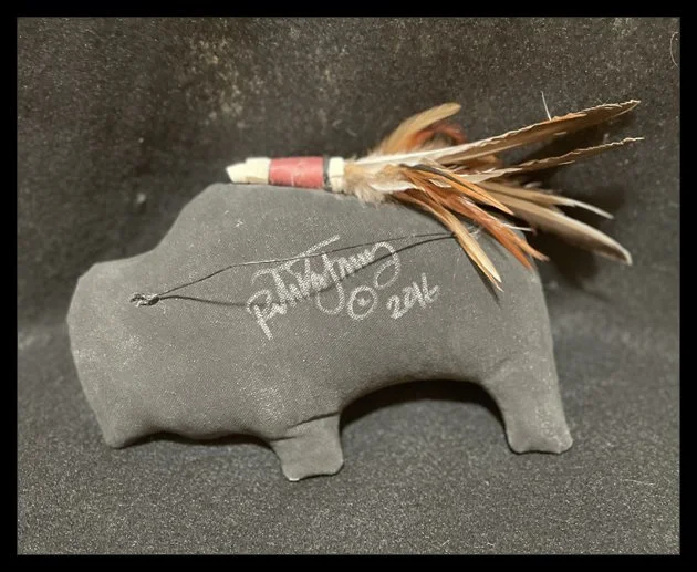 Navajo Peter Ray James fabric spirit figure bison buffalo, with painted ...