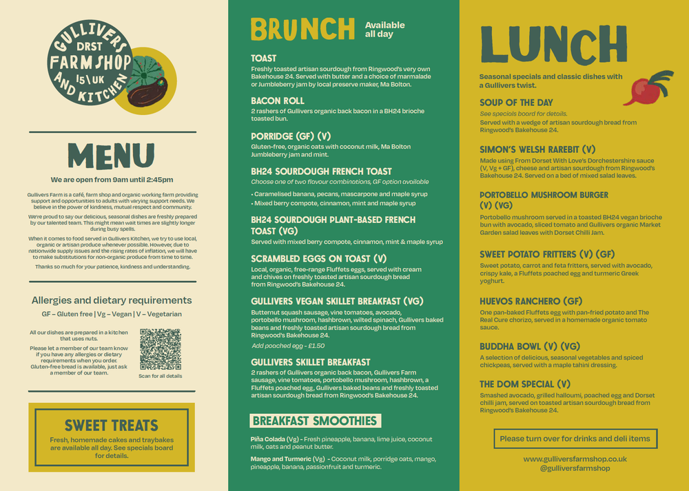 Gullivers deli Kitchen: new menu — Gullivers Farm Shop & Kitchen