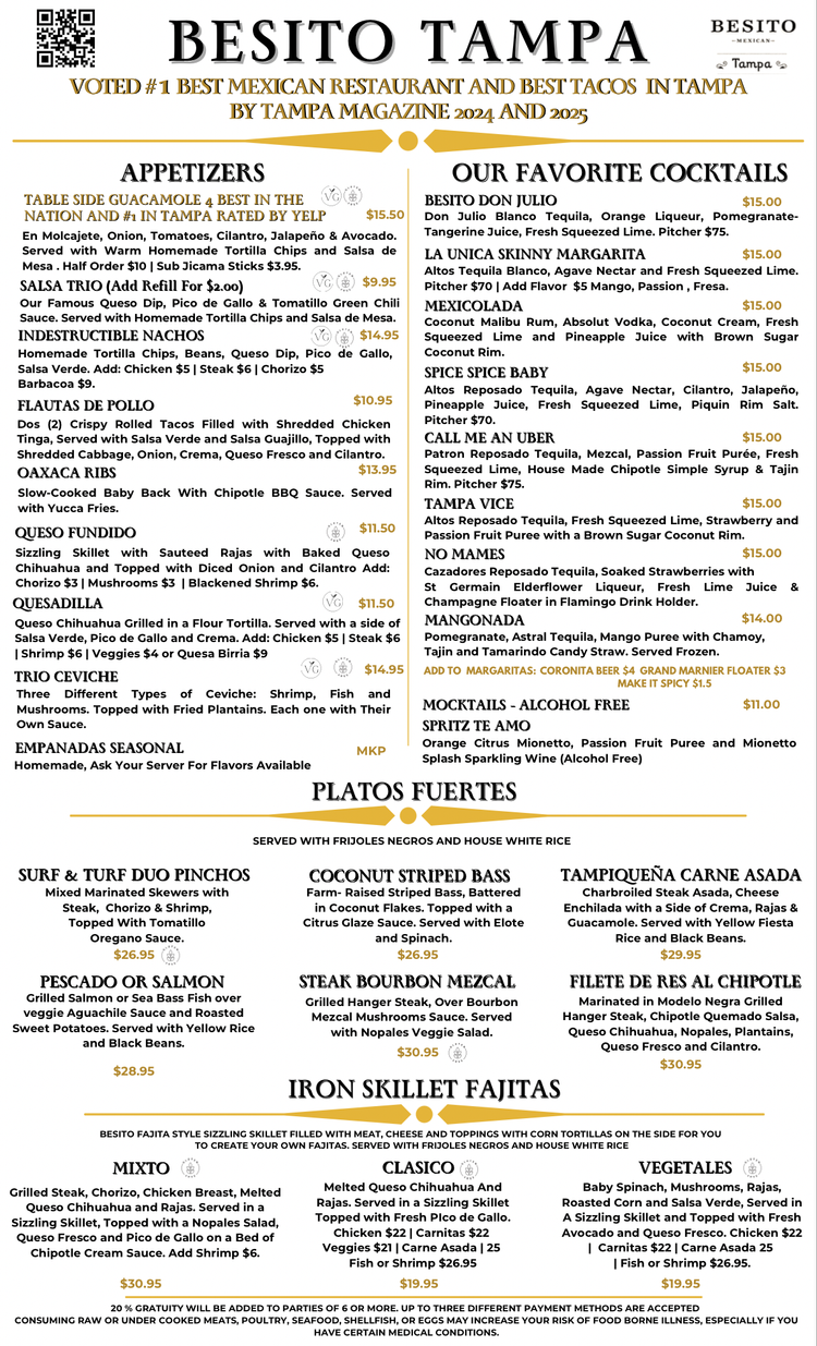 Menu | Besito Mexican Tampa