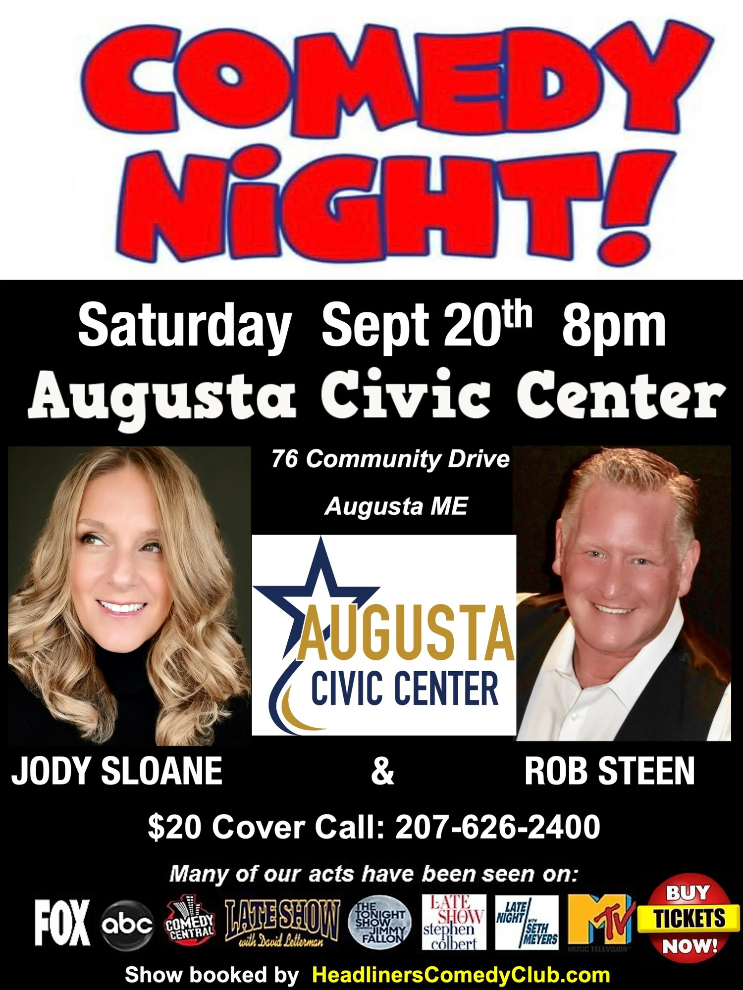 Comedy Show Featuring Jody Sloane, Rob Steen & Mark Turcotte — Augusta ...