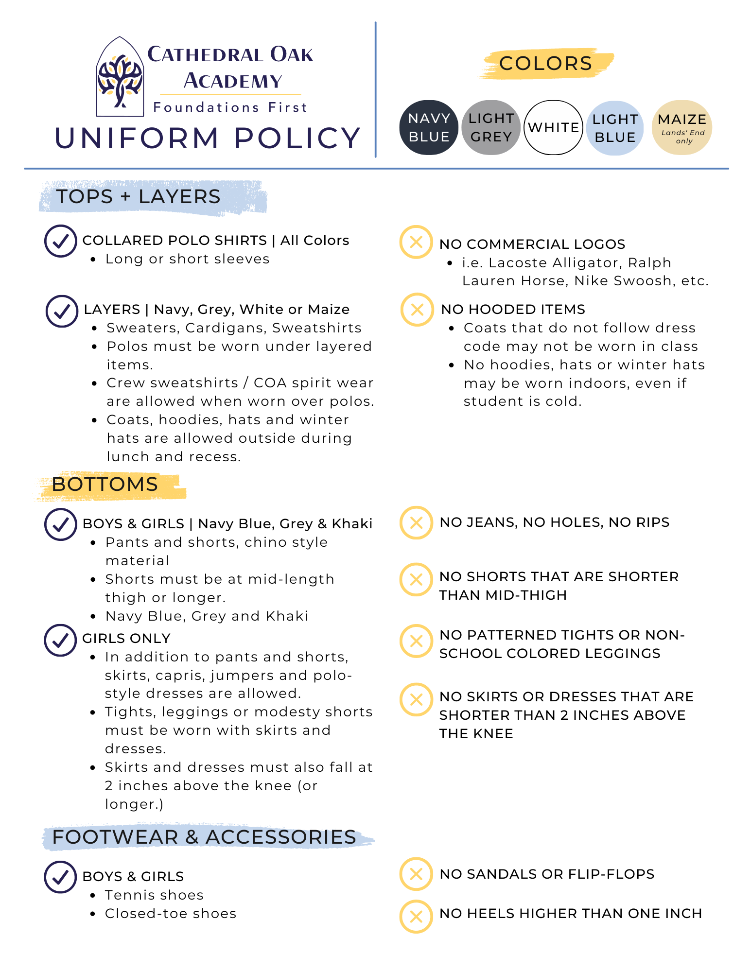Uniform Policy — Cathedral Oak Academy