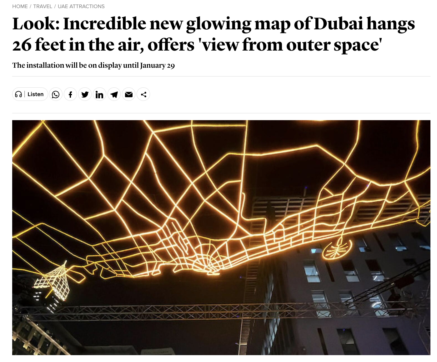 Khaleej Times: Look: Incredible new glowing map of Dubai hangs 26 feet ...