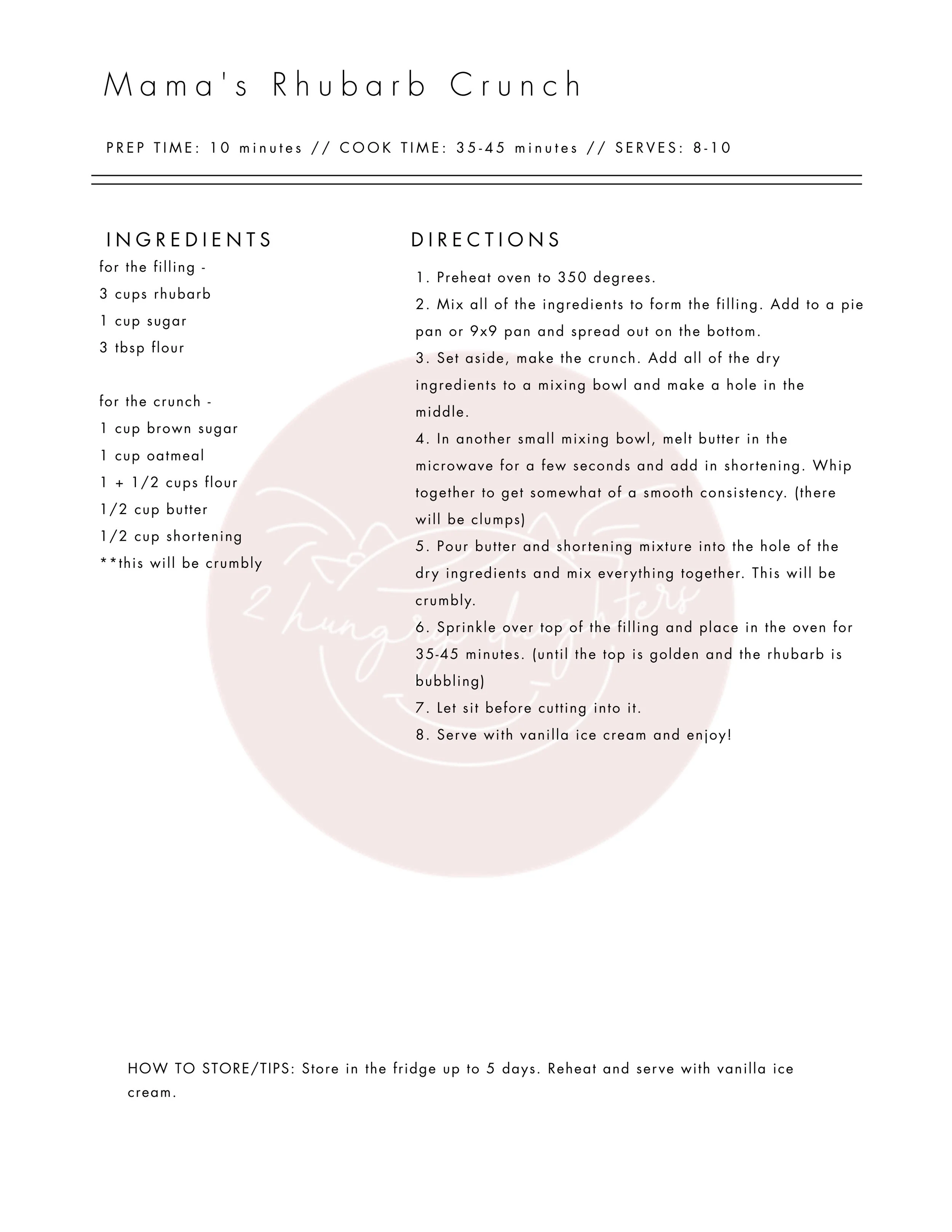 Mama's Rhubarb Crunch — 2hungrydaughters