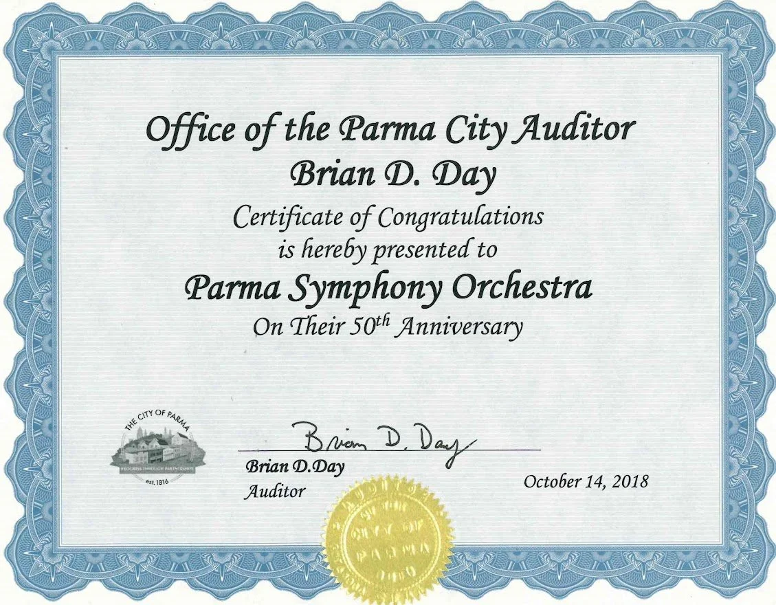 cert11 — PARMA SYMPHONY ORCHESTRA