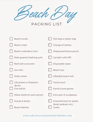 Family Vacation Beach Packing List: Printable — Adventurous Family with ...