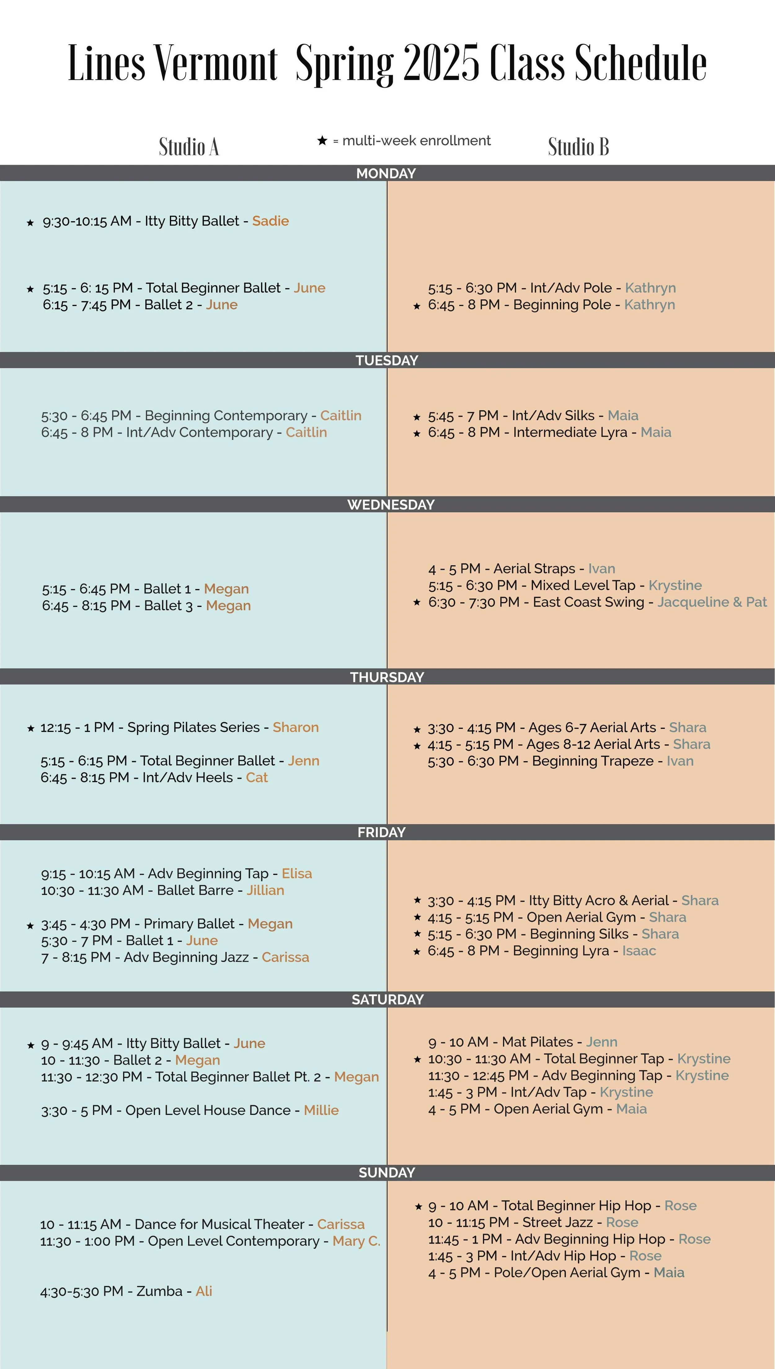 Schedule at a Glance — Lines Vermont