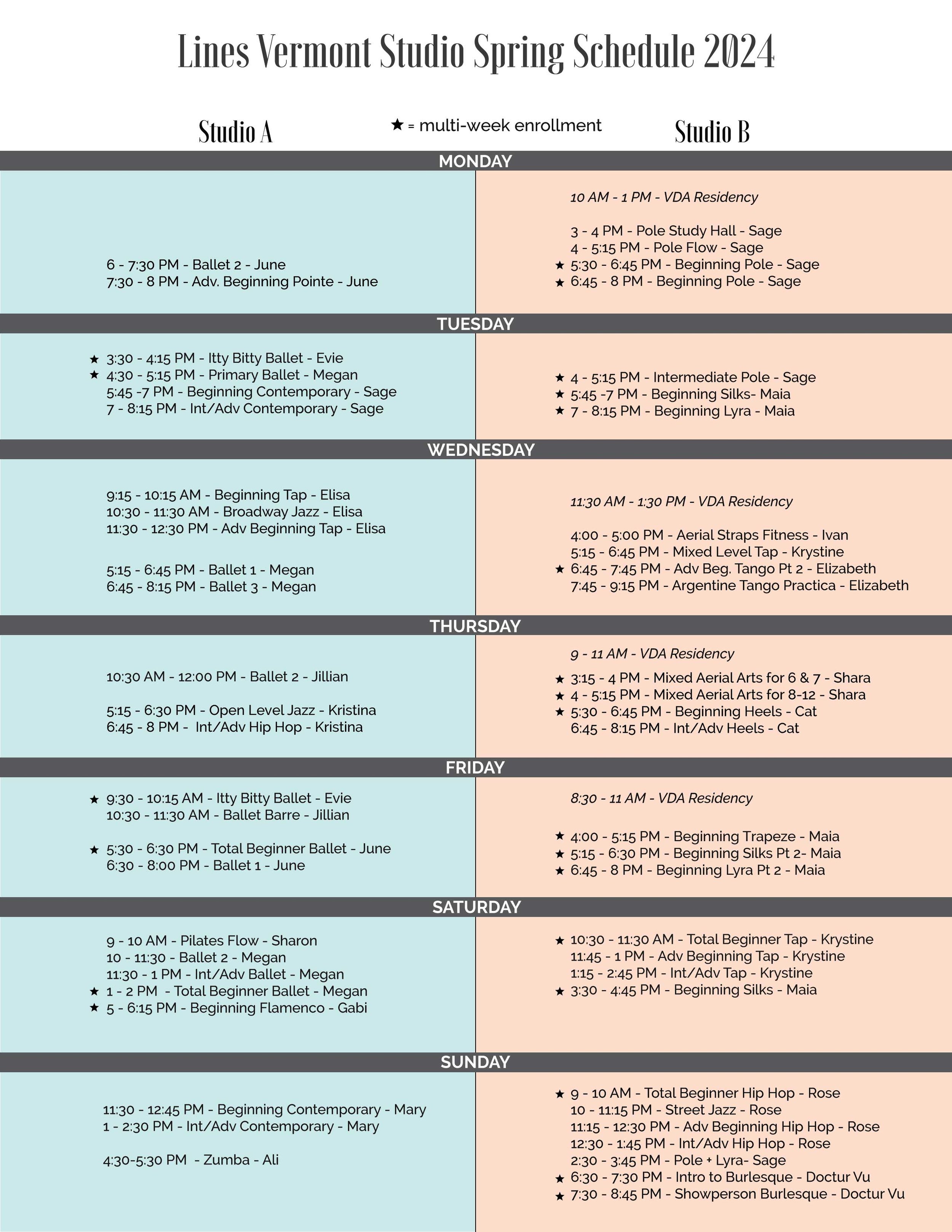 Schedule at a Glance — Lines Vermont