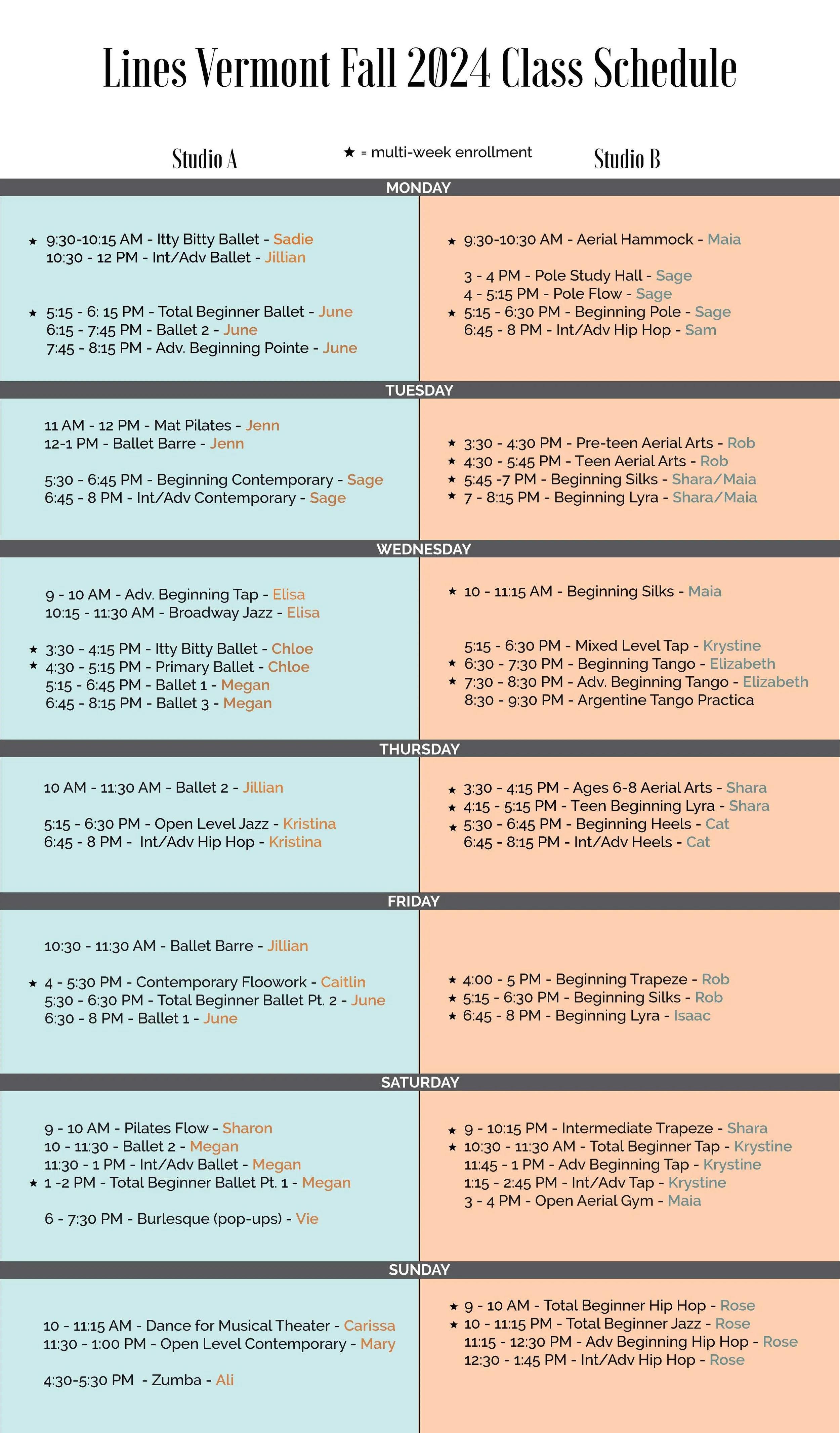 Schedule at a Glance — Lines Vermont