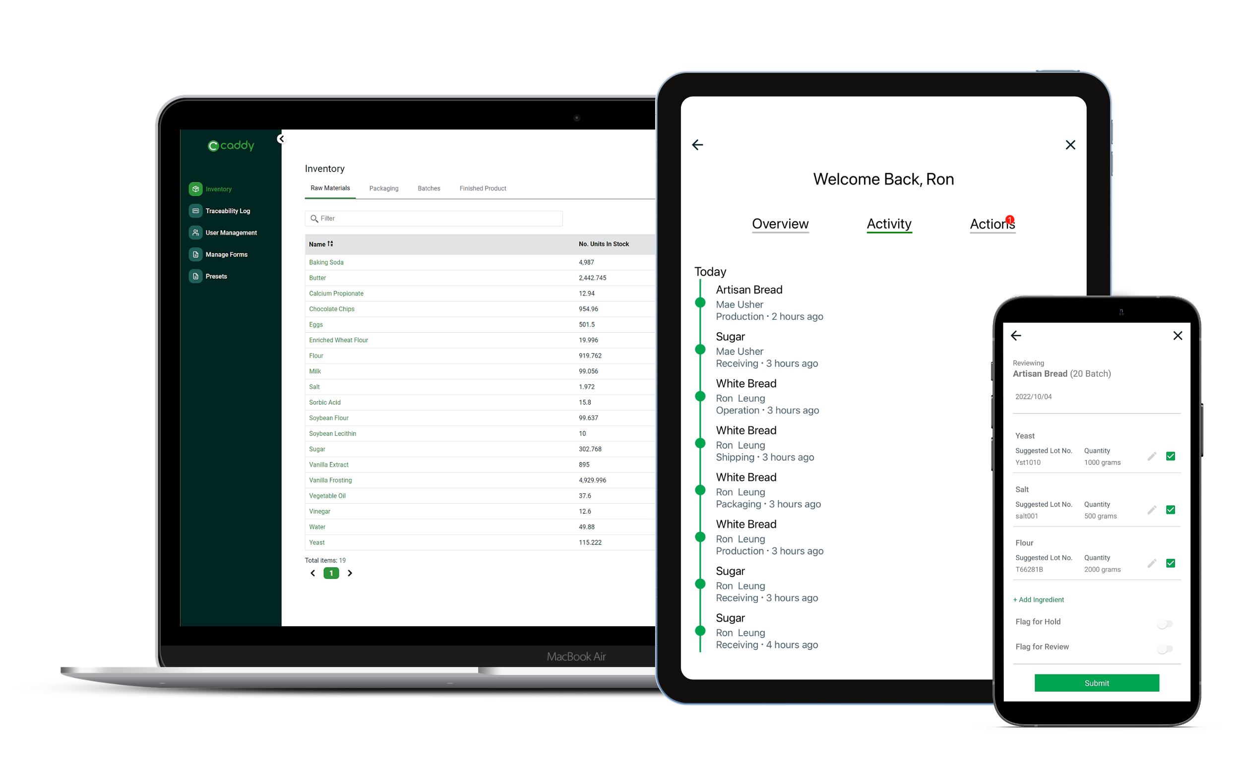 Caddy - Real-Time Traceability and Inventory for Your Food Business