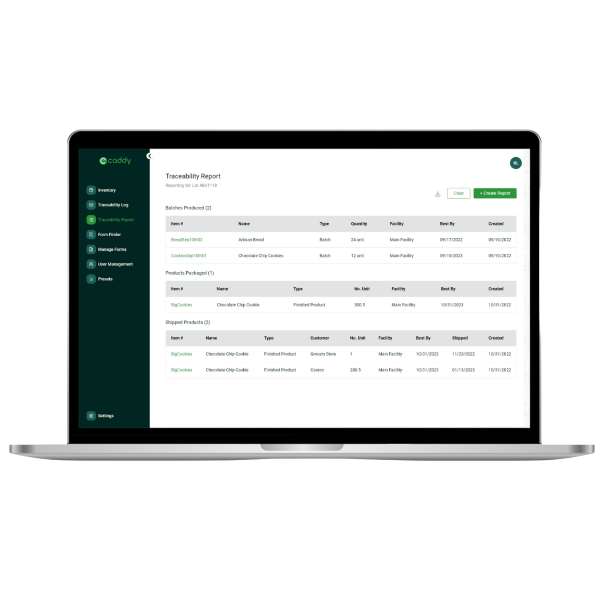 Lot Traceability Software for Food Manufacturers | Caddy — Caddy - Real ...