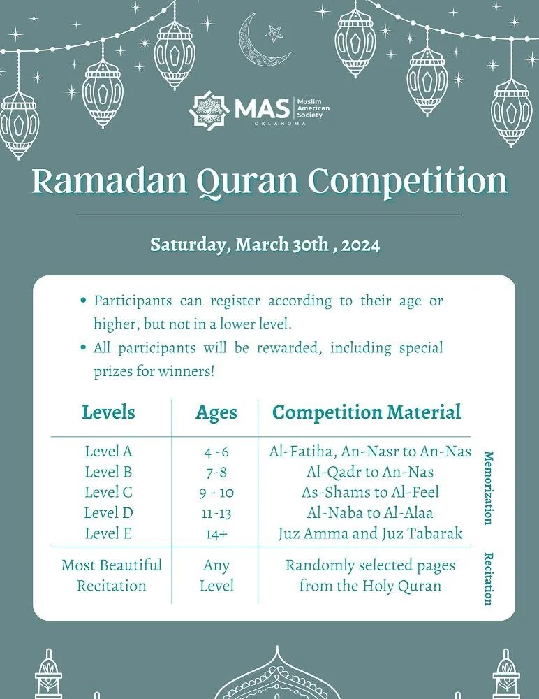 Ramadan Quran Competition 2024 — Muslim American Society of Oklahoma