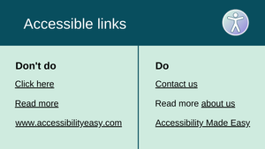 How to write accessible links — Accessibility Made Easy