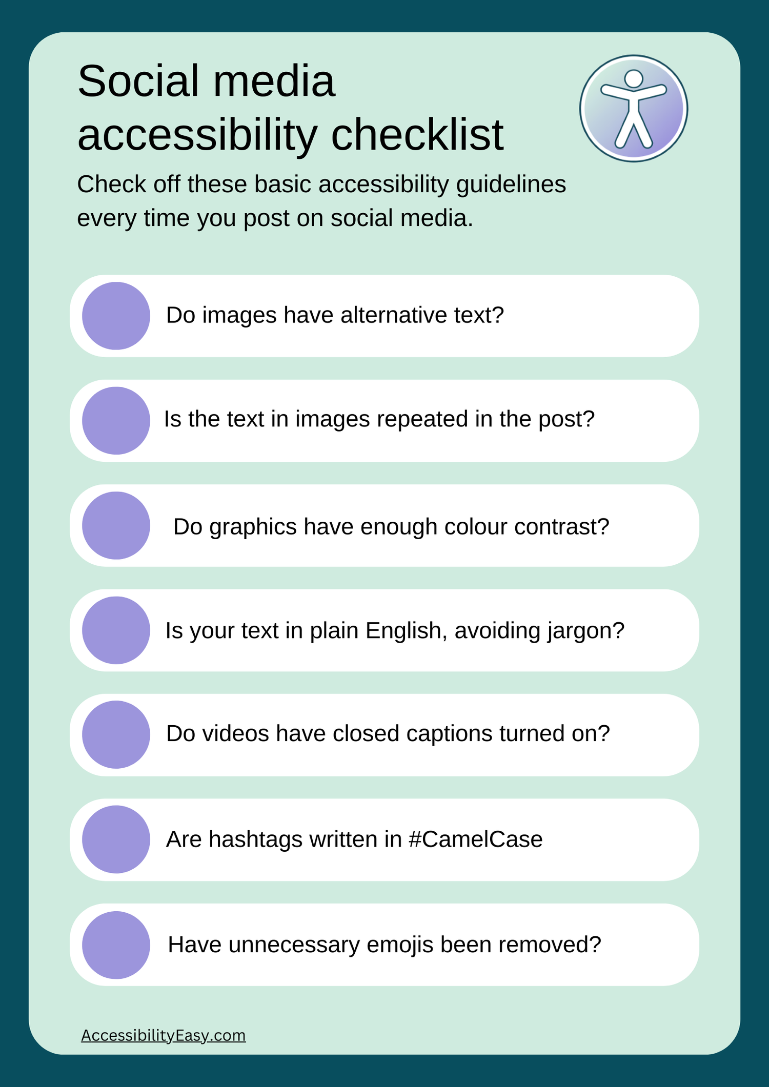 Social media accessibility checklist — Accessibility Made Easy
