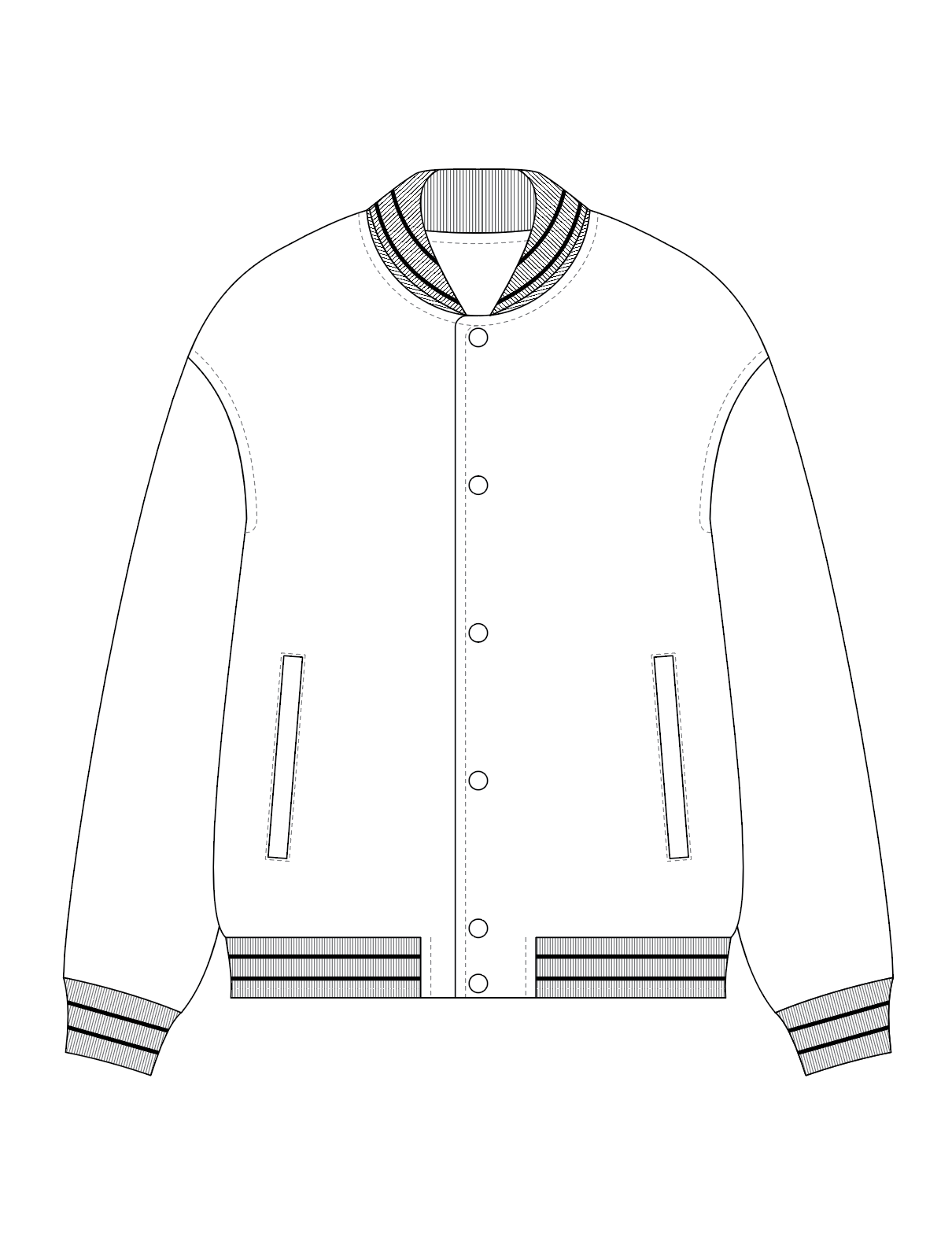 Blazer Jacket - Front & Back Tech Flat — Apparel Database. Tech Pack ...