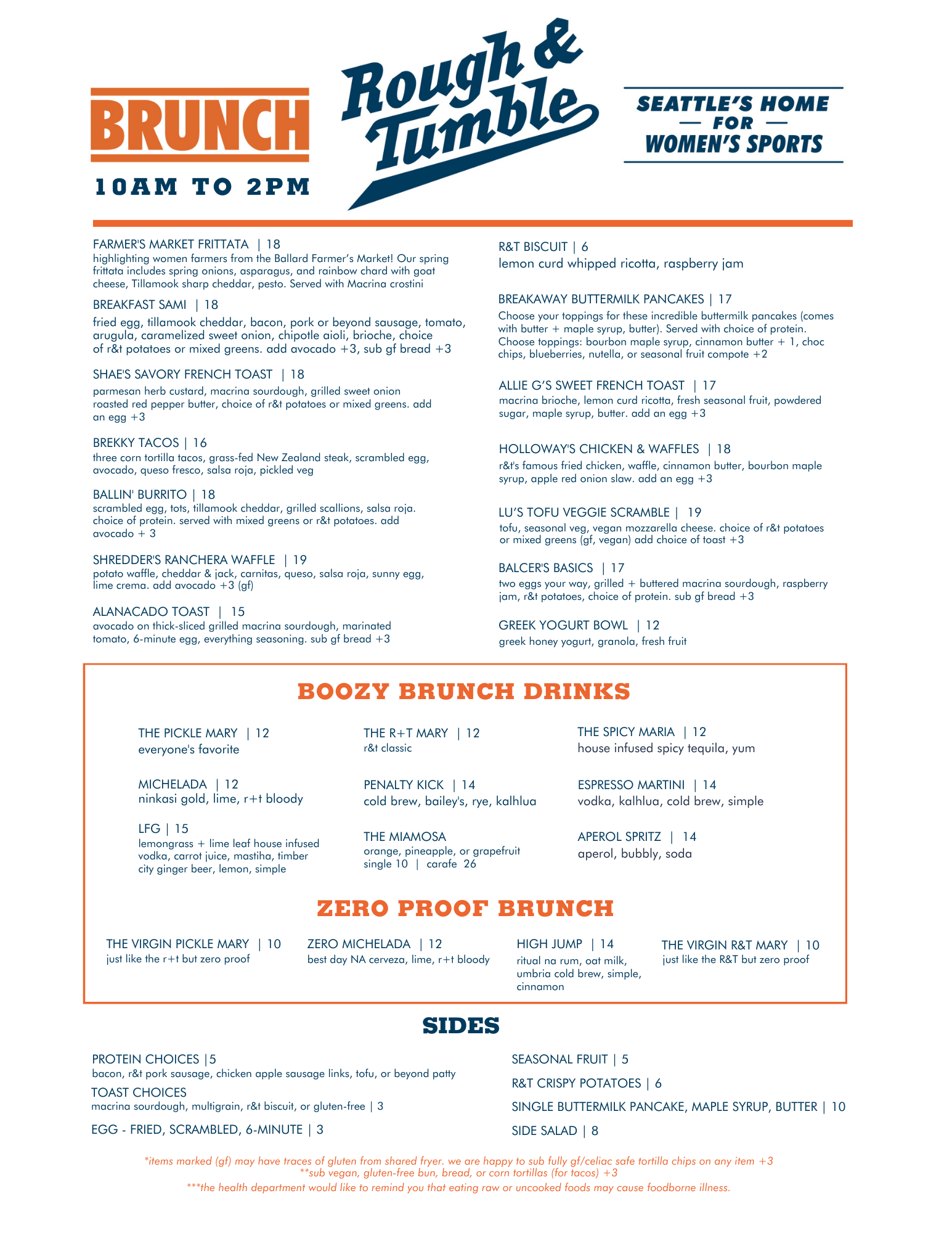 Brunch, Happy Hour, Late Night, Dinner & Drink Menus — Rough & Tumble