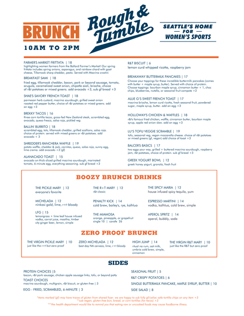 Brunch, Happy Hour, Late Night, Dinner & Drink Menus — Rough & Tumble