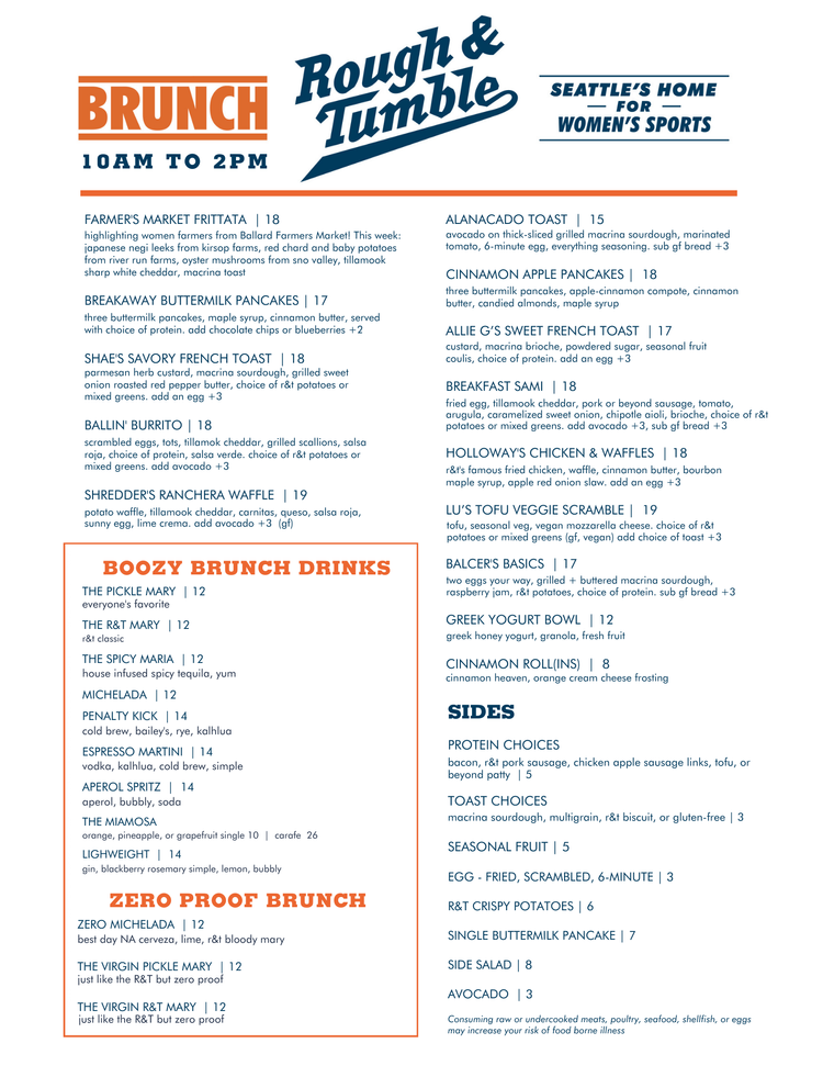 Brunch, Happy Hour, Late Night, Dinner & Drink Menus — Rough & Tumble