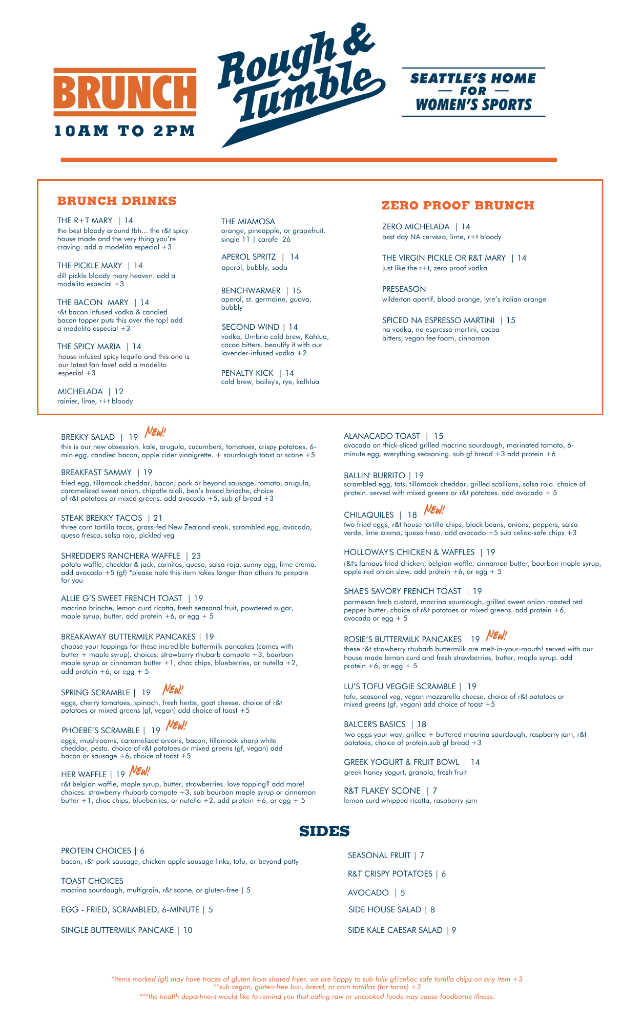 Brunch, Happy Hour, Late Night, Dinner & Drink Menus — Rough & Tumble