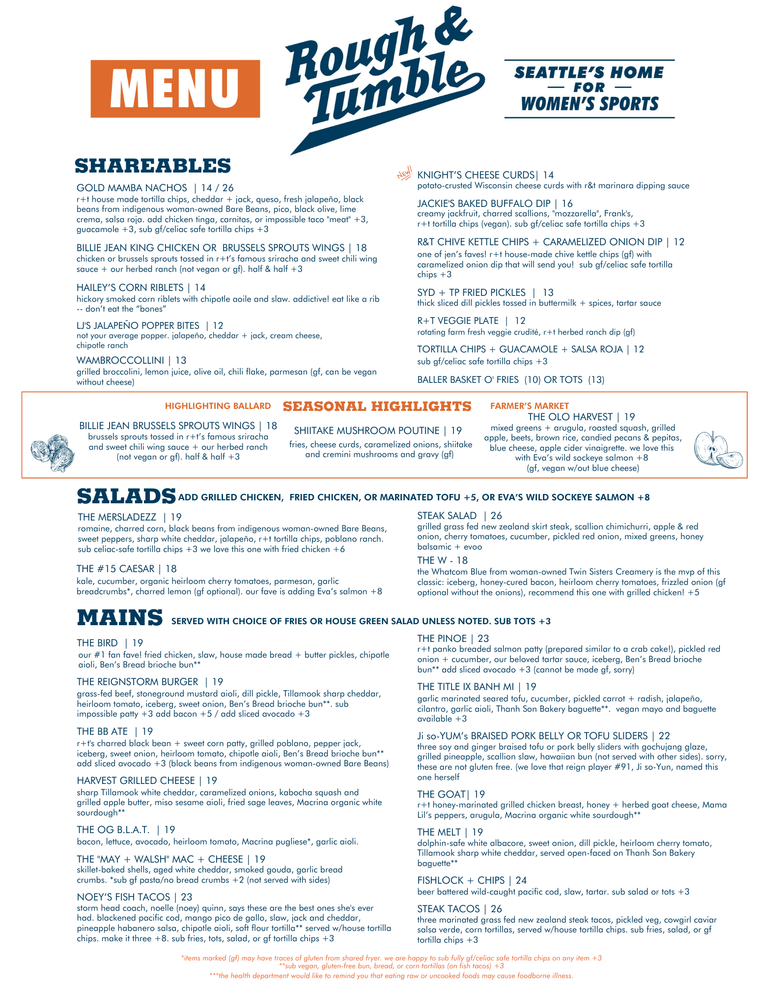 Brunch, Happy Hour, Late Night, Dinner & Drink Menus — Rough & Tumble