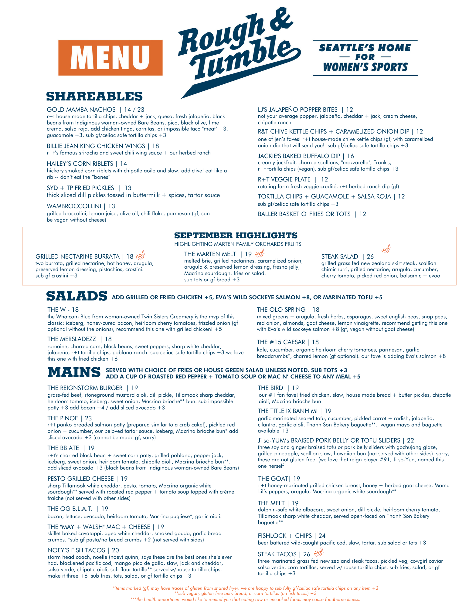 Brunch, Happy Hour, Late Night, Dinner & Drink Menus — Rough & Tumble