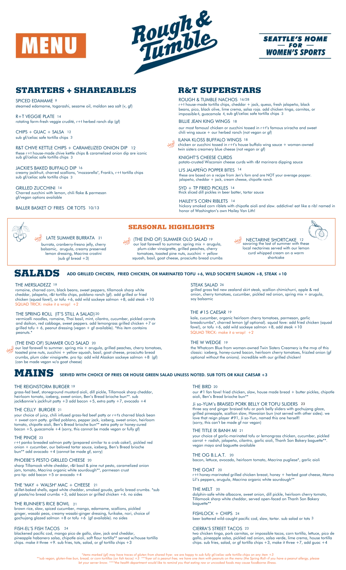 Brunch, Happy Hour, Late Night, Dinner & Drink Menus — Rough & Tumble