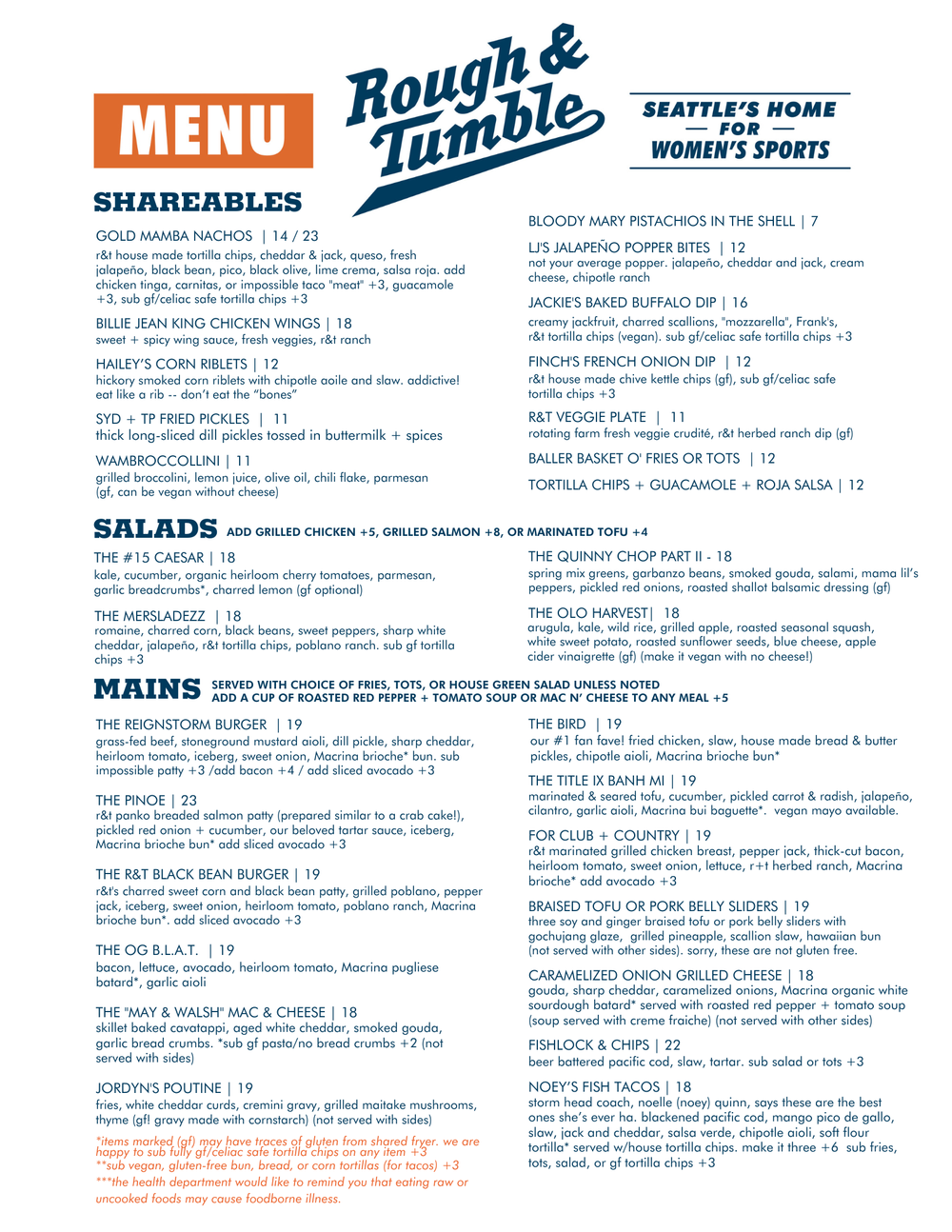 Brunch, Happy Hour, Late Night, Dinner & Drink Menus — Rough & Tumble