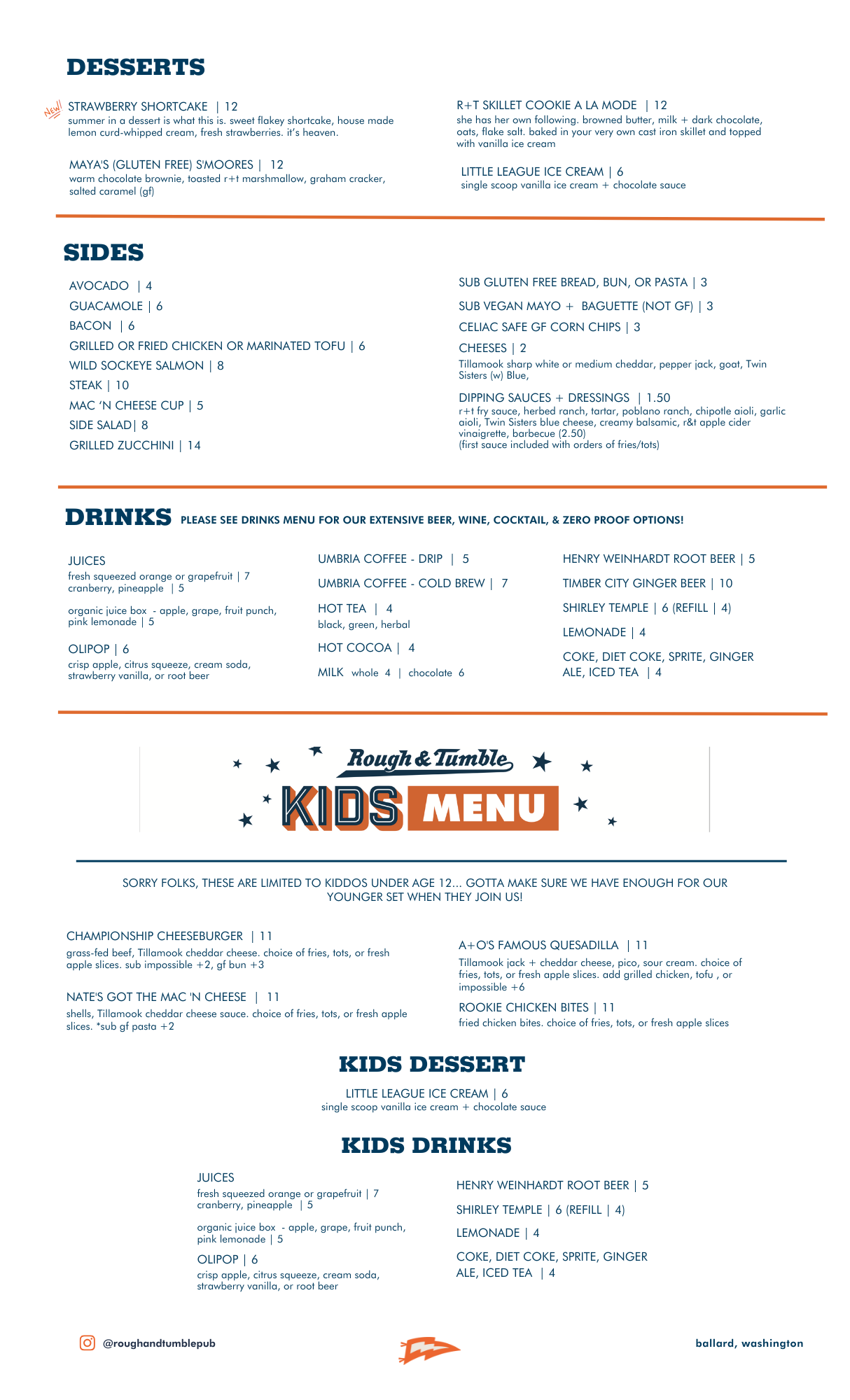 Brunch, Happy Hour, Late Night, Dinner & Drink Menus — Rough & Tumble