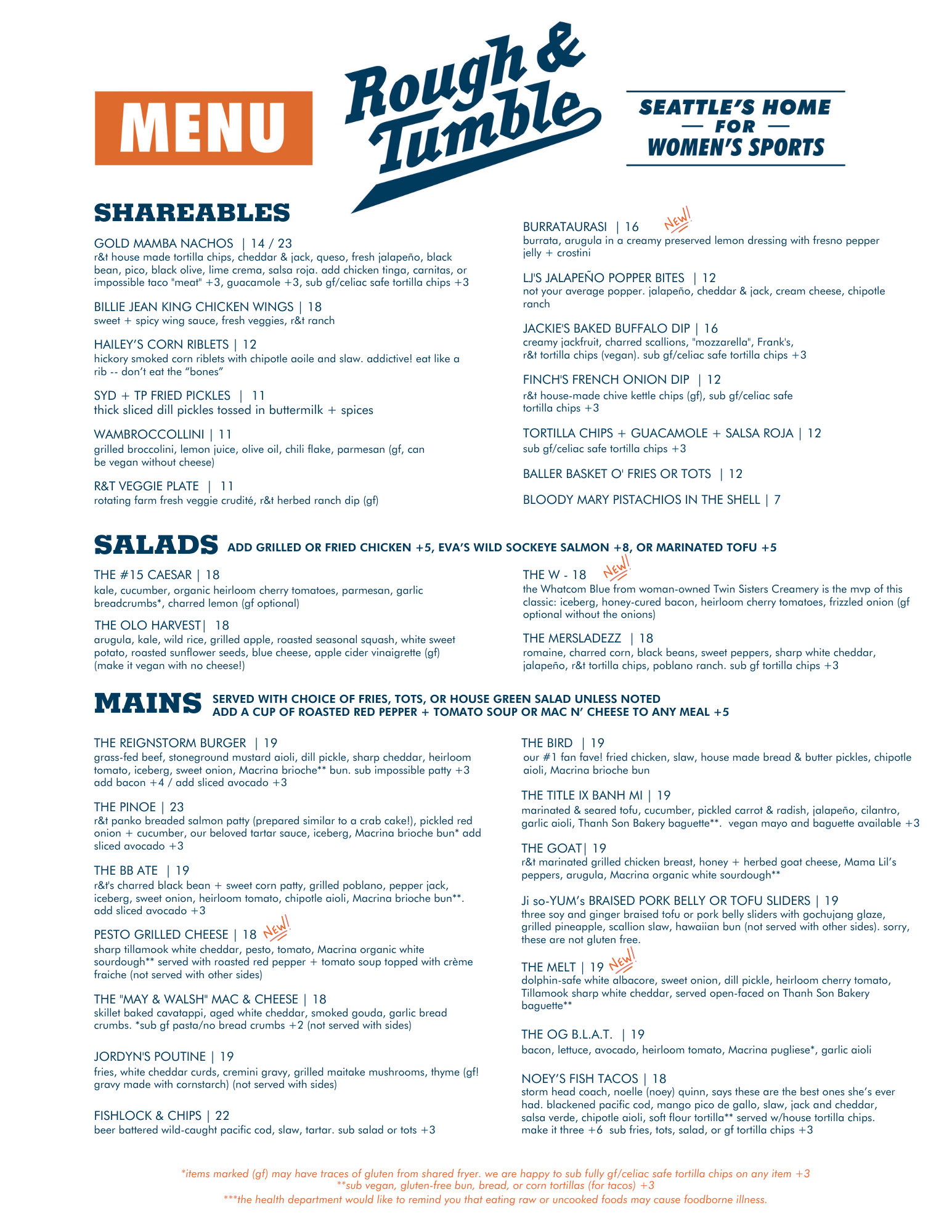 Brunch, Happy Hour, Late Night, Dinner & Drink Menus — Rough & Tumble