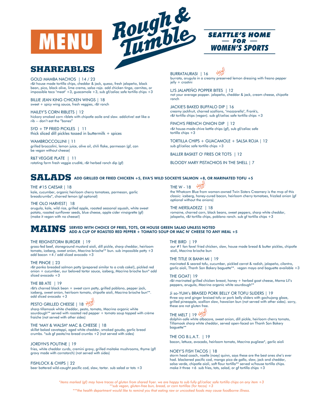 Brunch, Happy Hour, Late Night, Dinner & Drink Menus — Rough & Tumble