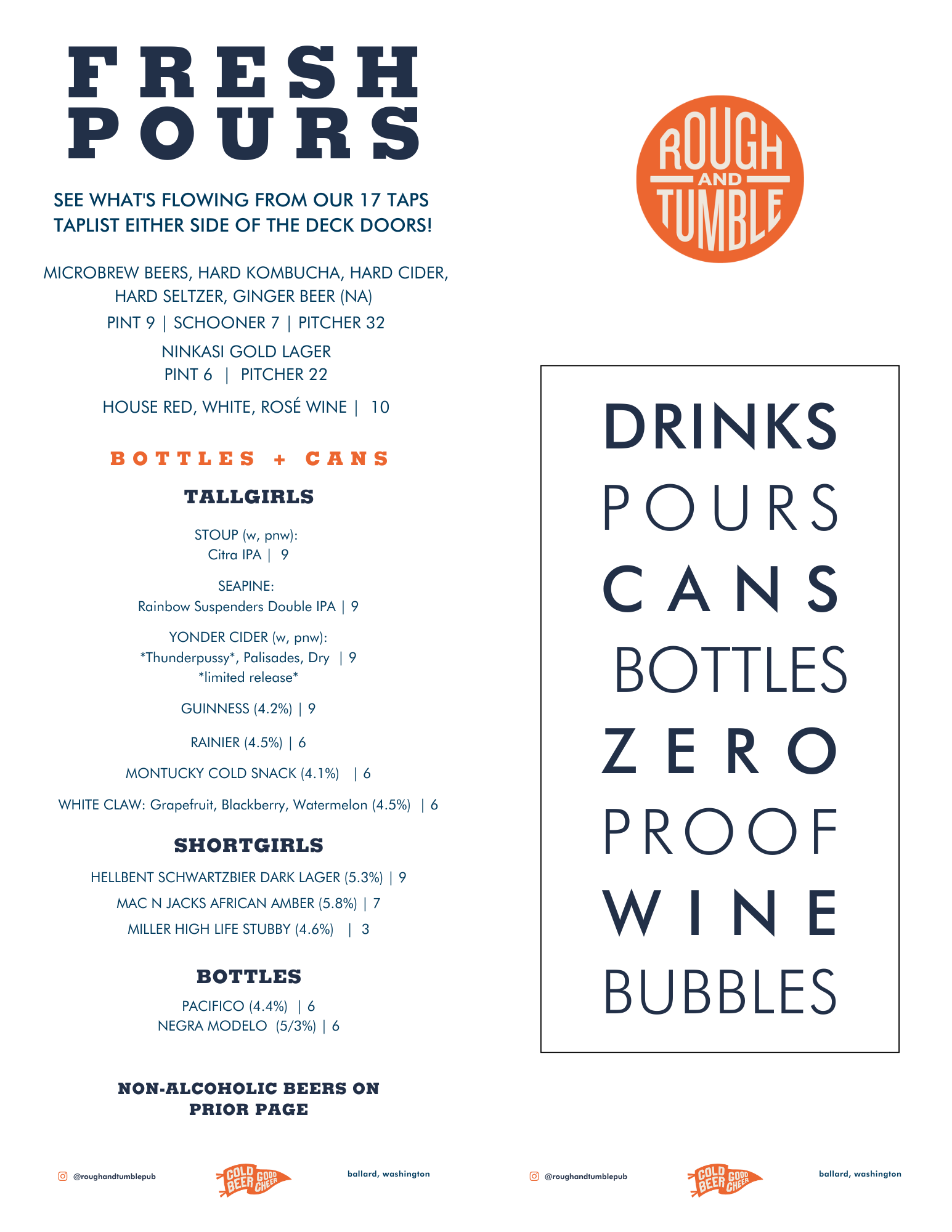 Brunch, Happy Hour, Late Night, Dinner & Drink Menus — Rough & Tumble