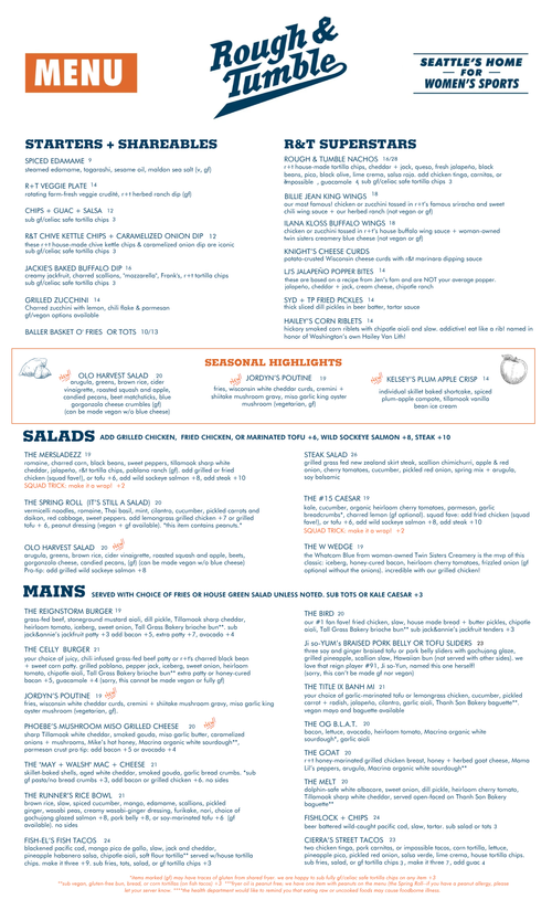 Food & Drink Menus, Delivery & Pickup — Rough & Tumble Pub Seattle ...