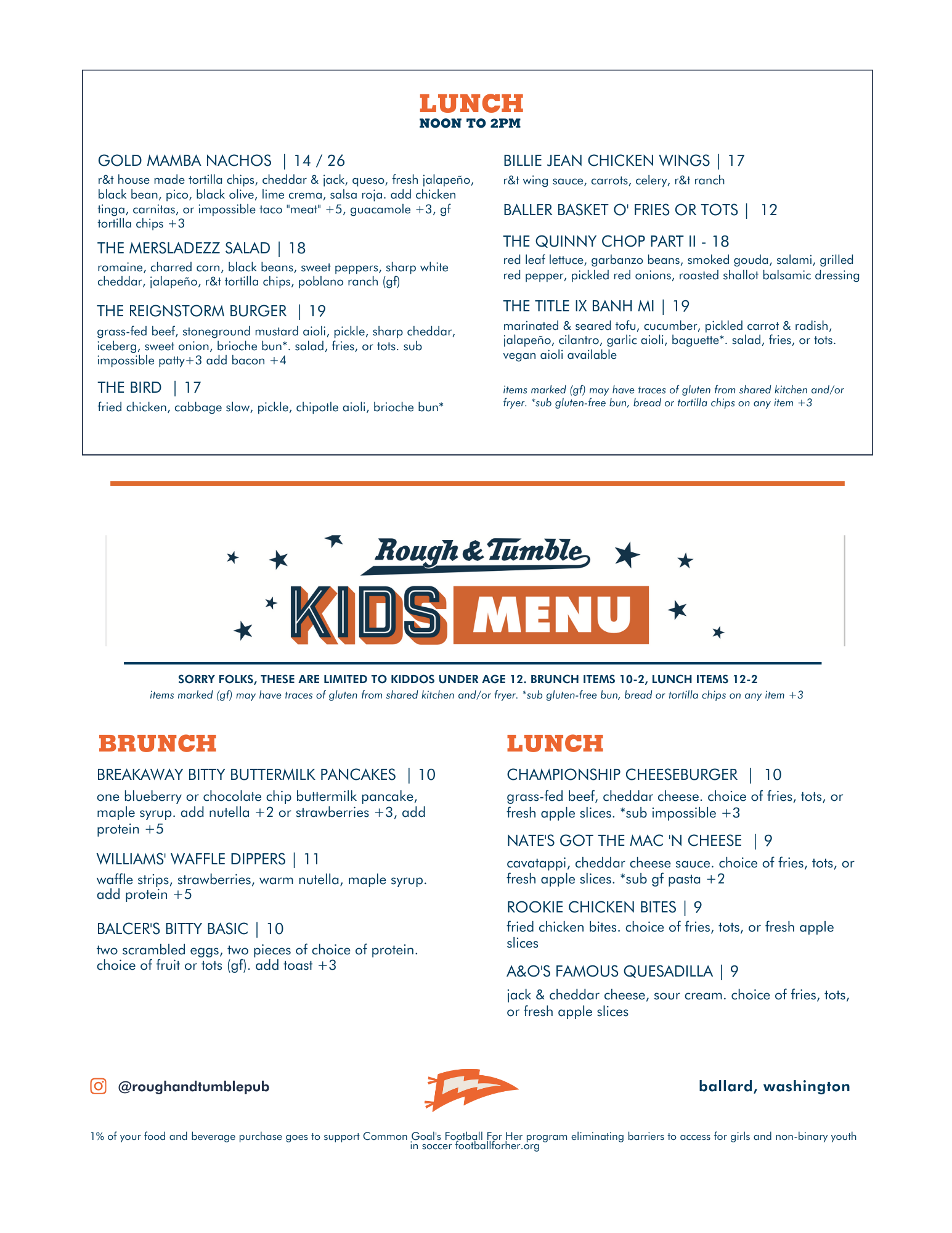 Brunch, Happy Hour, Late Night, Dinner & Drink Menus — Rough & Tumble