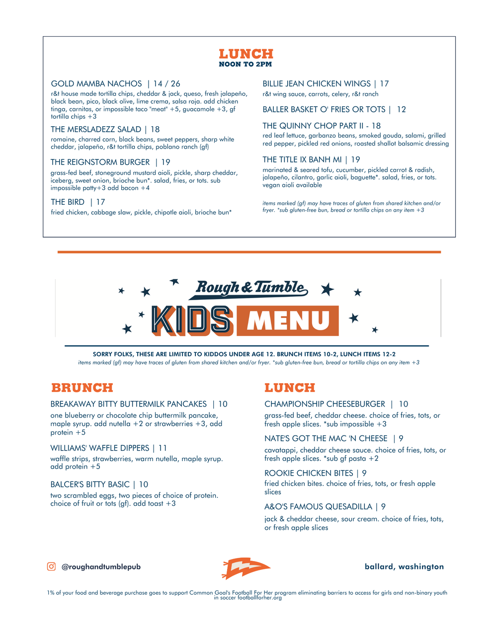 Brunch, Happy Hour, Late Night, Dinner & Drink Menus — Rough & Tumble