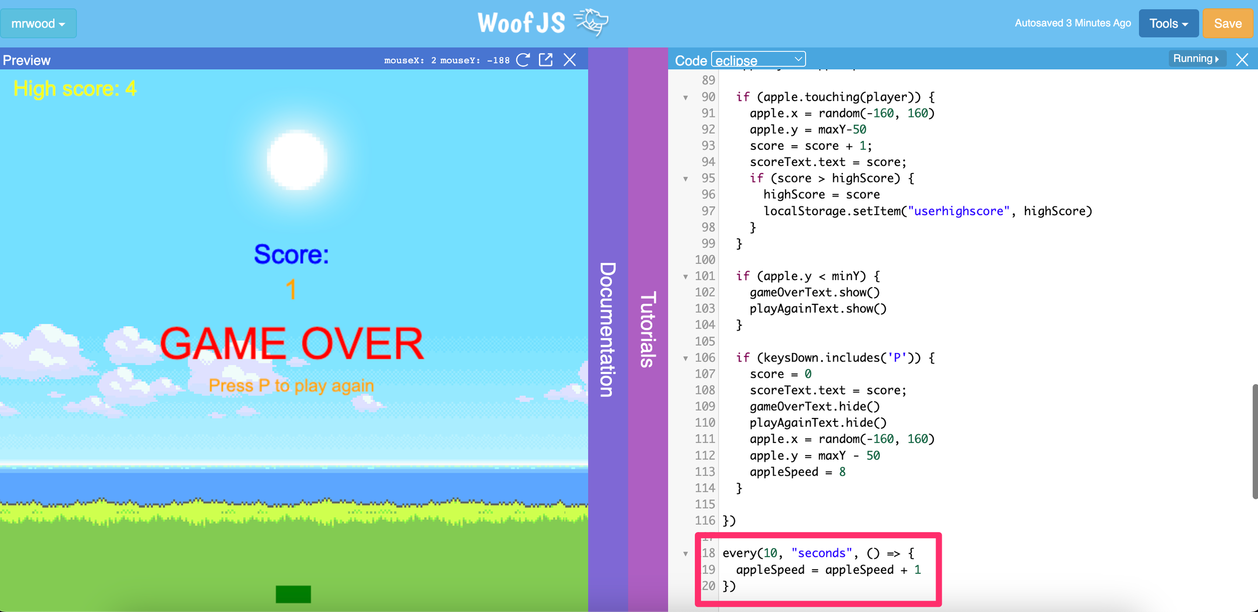 Create an apple catcher game with WoofJS — codemahal