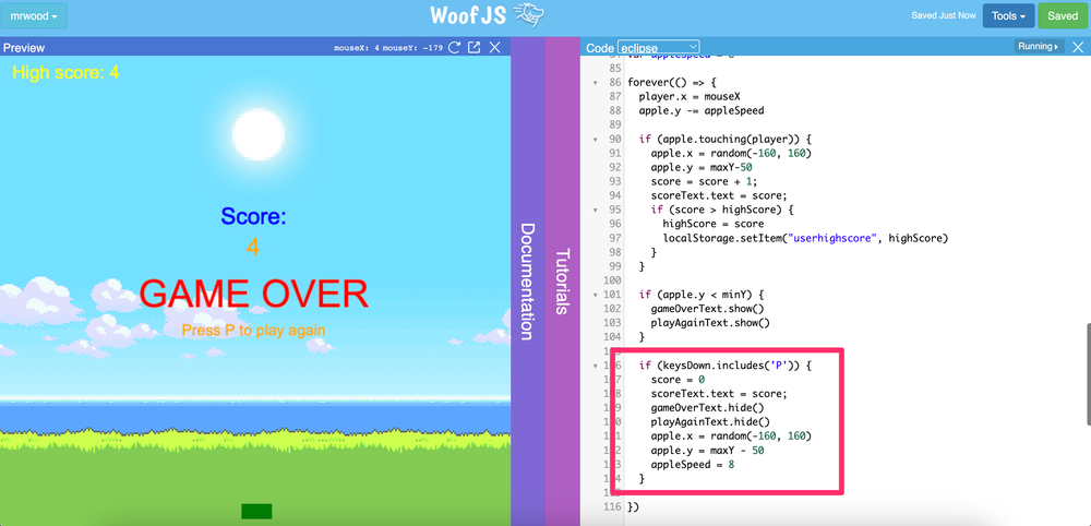 Create an apple catcher game with WoofJS — codemahal