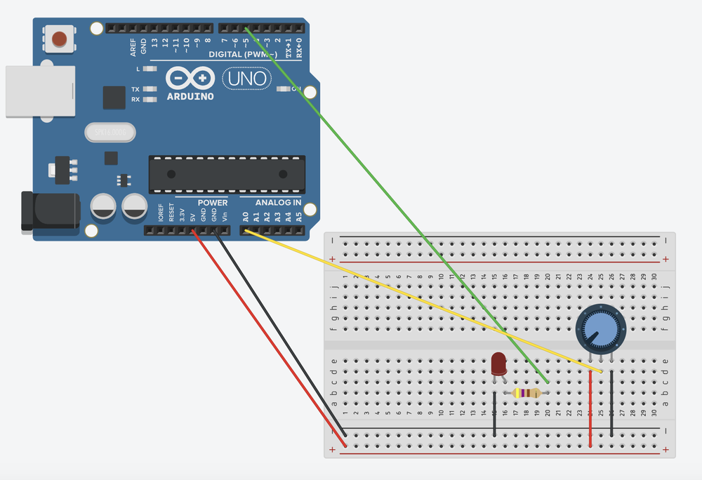 Control LED brightness using a potentiometer — codemahal