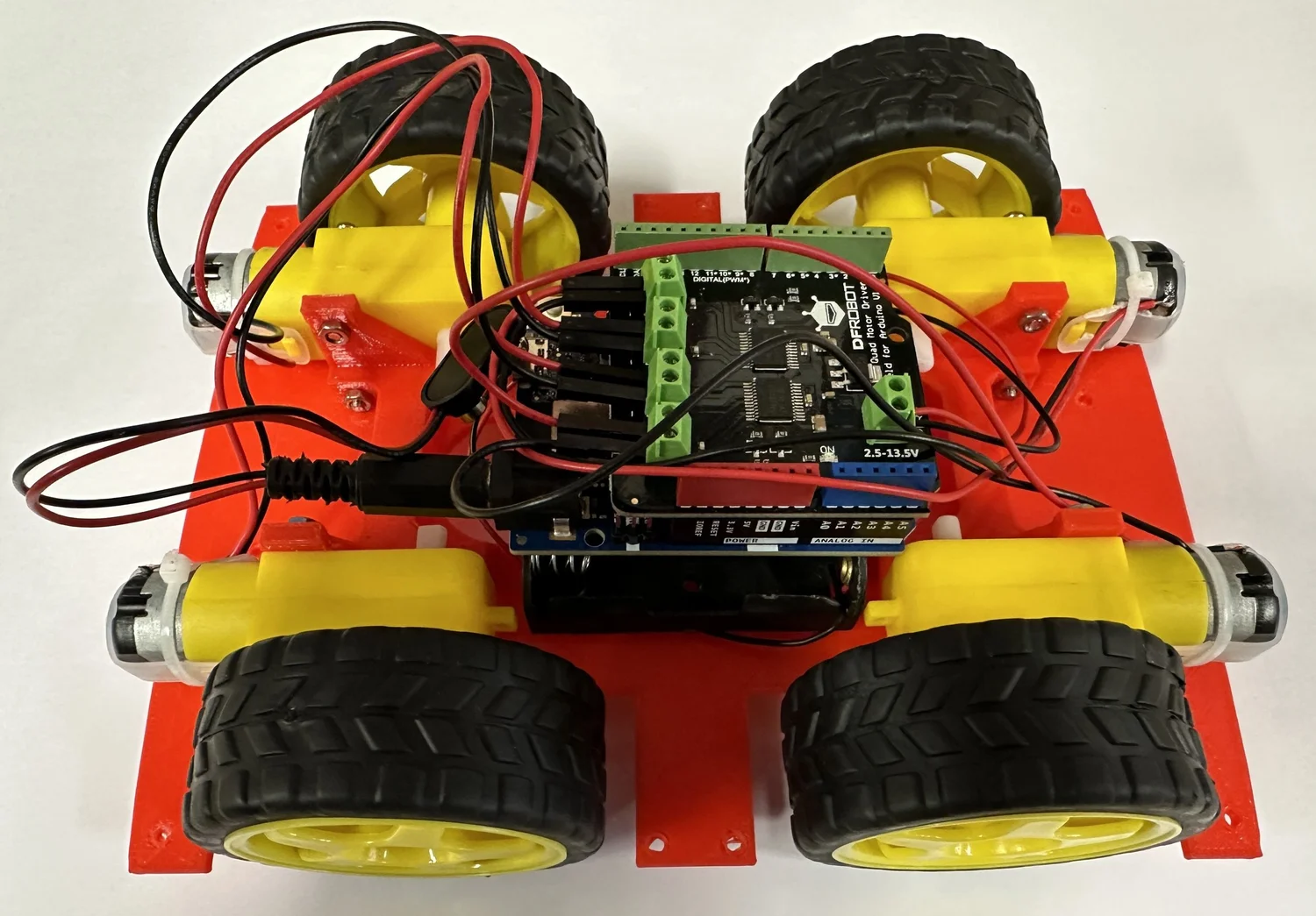 Build a 4WD car with Arduino Uno & DFRobot Quad Motor Driver — codemahal
