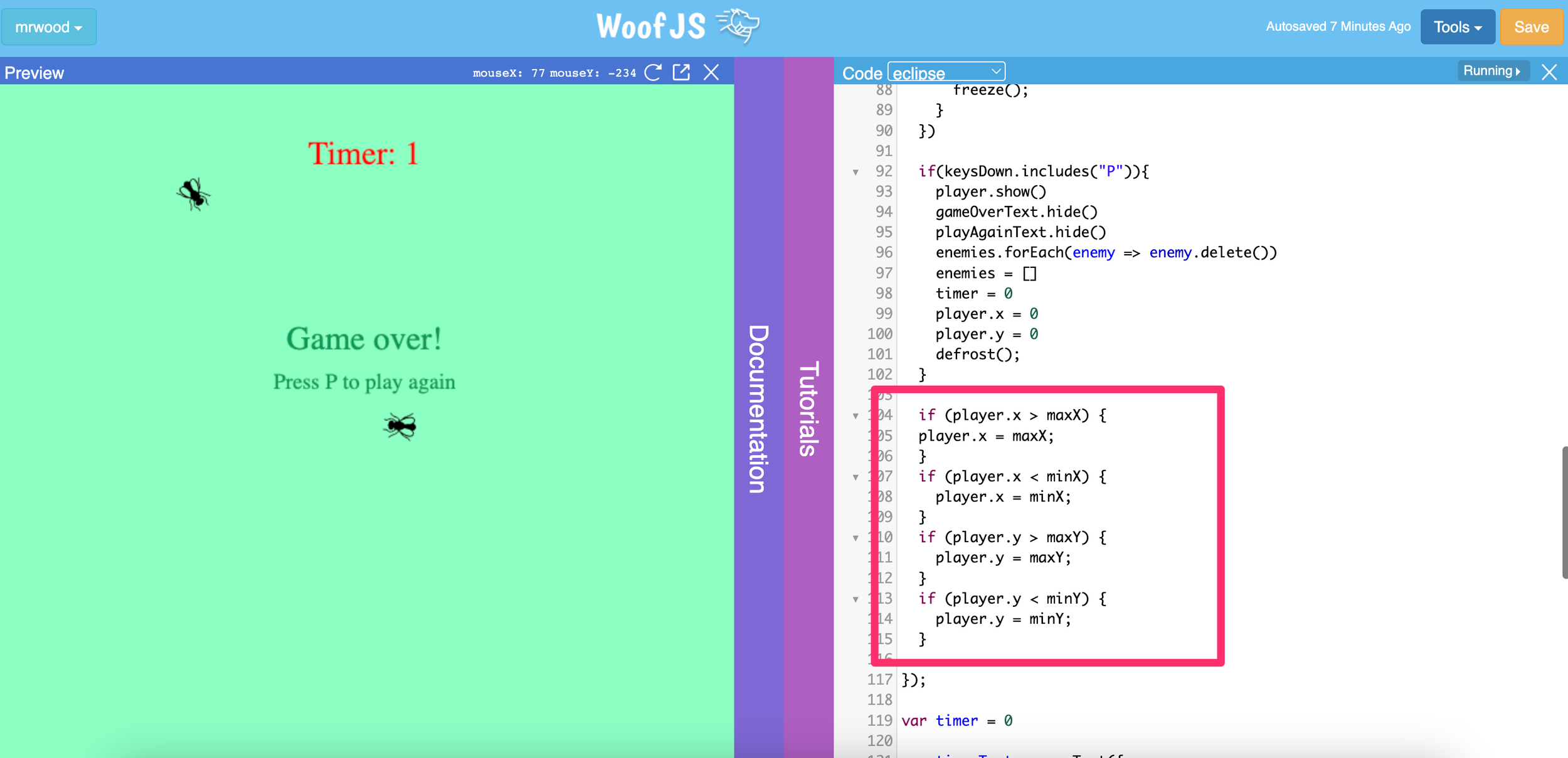 Create a survival game with WoofJS — codemahal