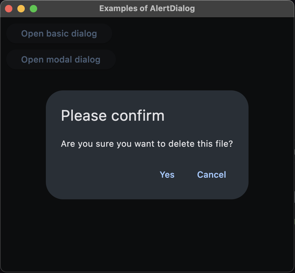 Dialogs and panels in Flet — codemahal