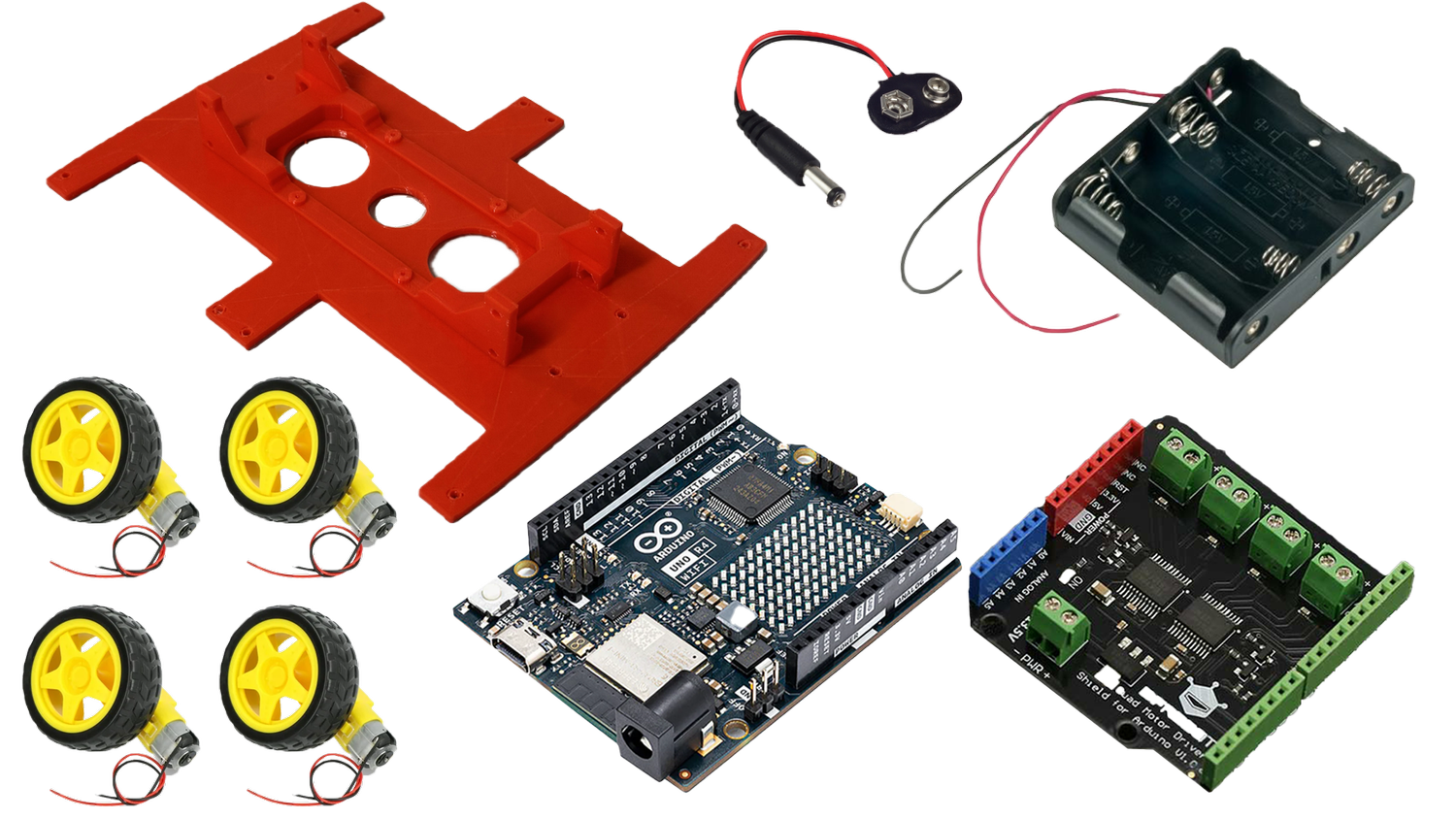 Build a 4WD car with Arduino Uno & DFRobot Quad Motor Driver — codemahal