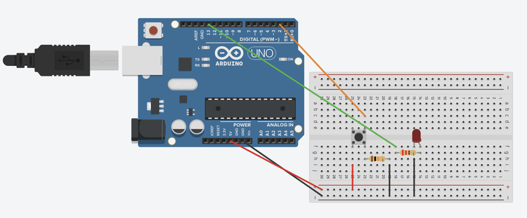 Using a push button to control an LED — codemahal