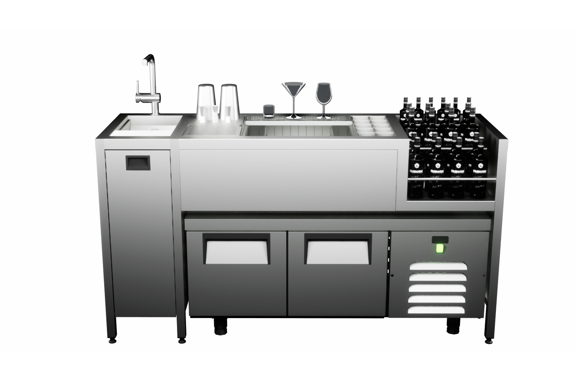 METROPOLIS Flushed Cocktail Station for 1 Bartender and Mixologist — AVINOX