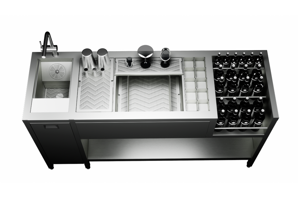 METROPOLIS Flushed Cocktail Station with Refrigerator for 1 Bartender ...