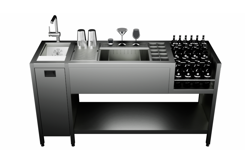 METROPOLIS Flushed Cocktail Station with Refrigerator for 1 Bartender ...