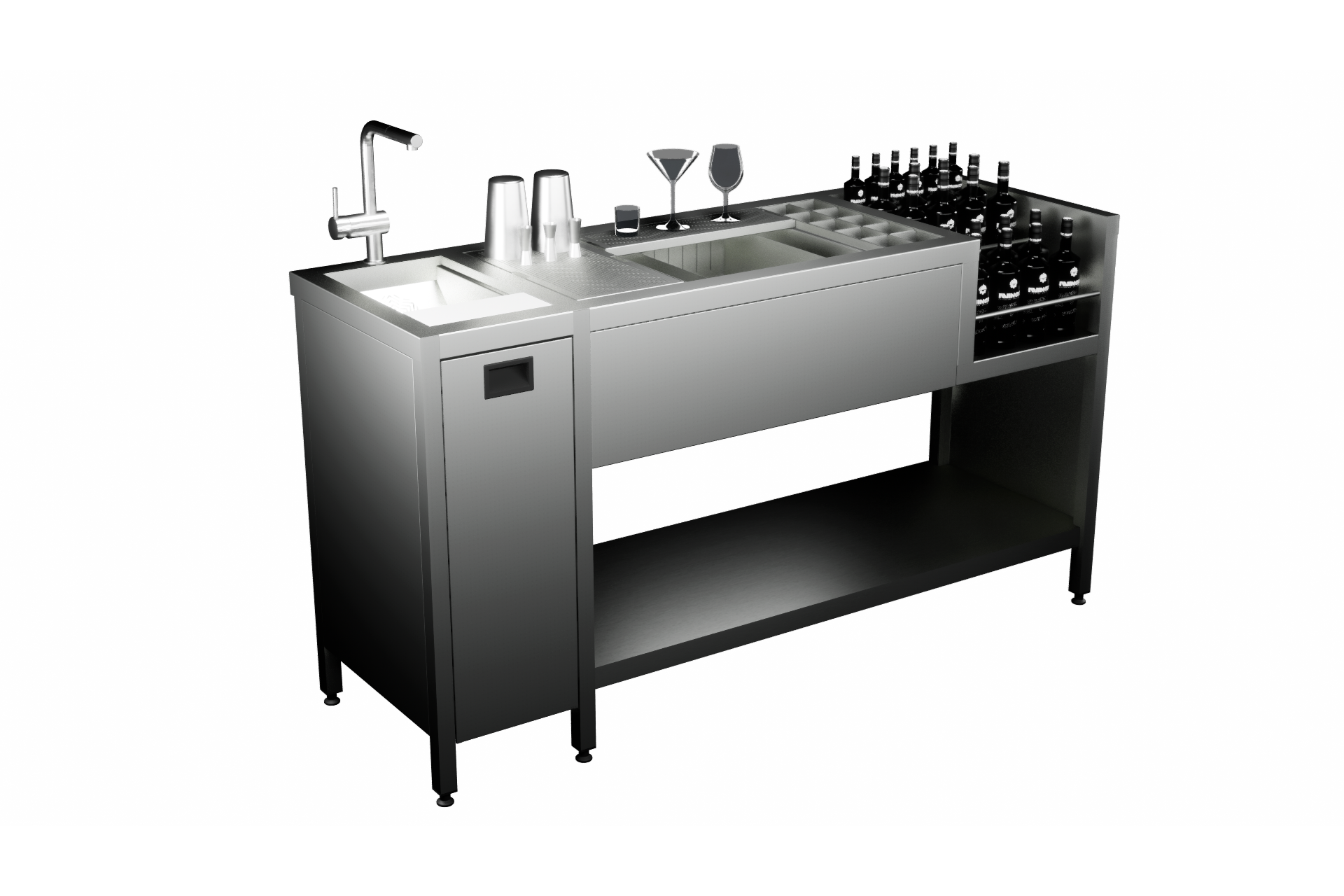 METROPOLIS Flushed Cocktail Station with Refrigerator for 1 Bartender ...