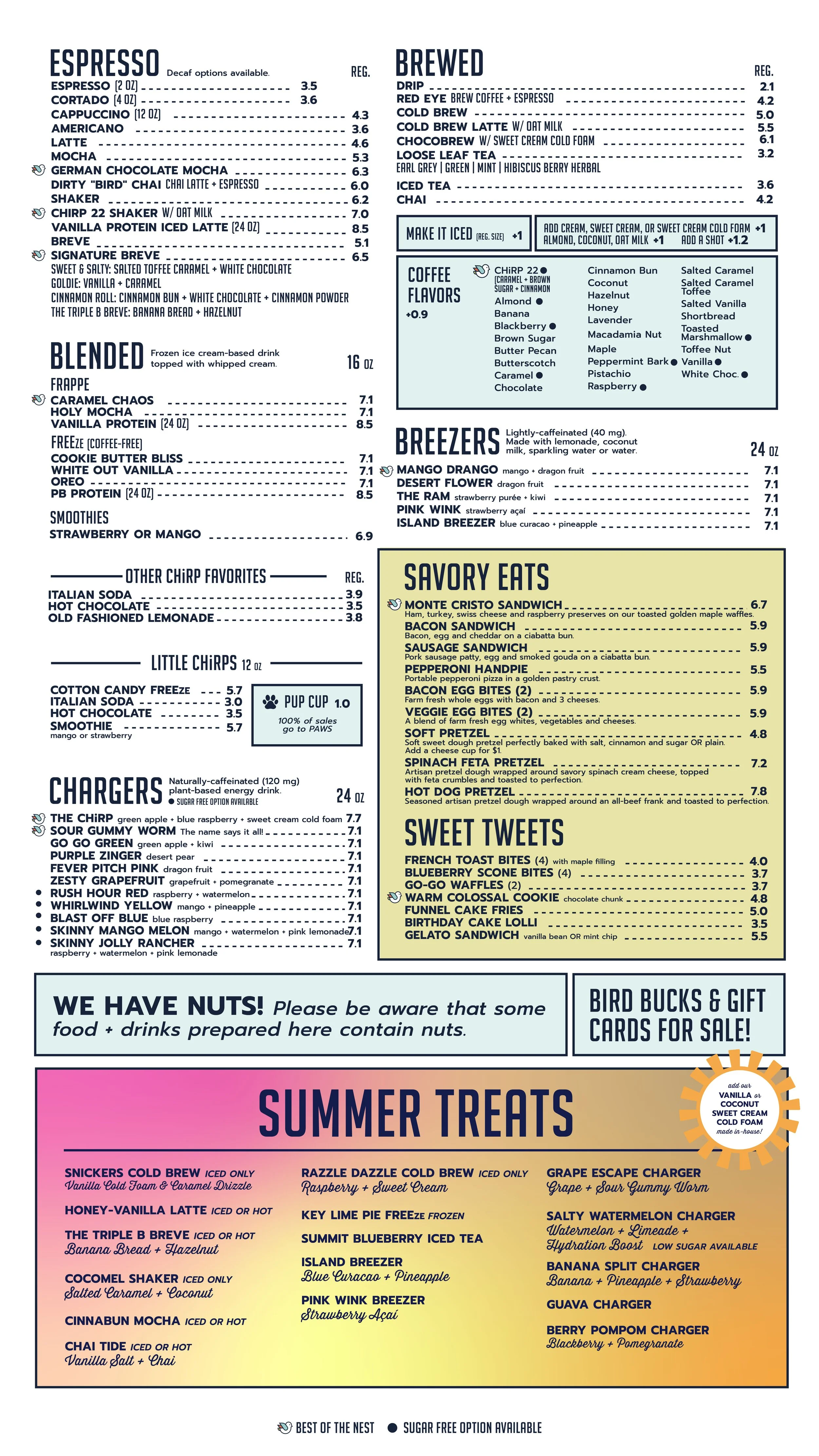 MENU — CHiRP Coffee