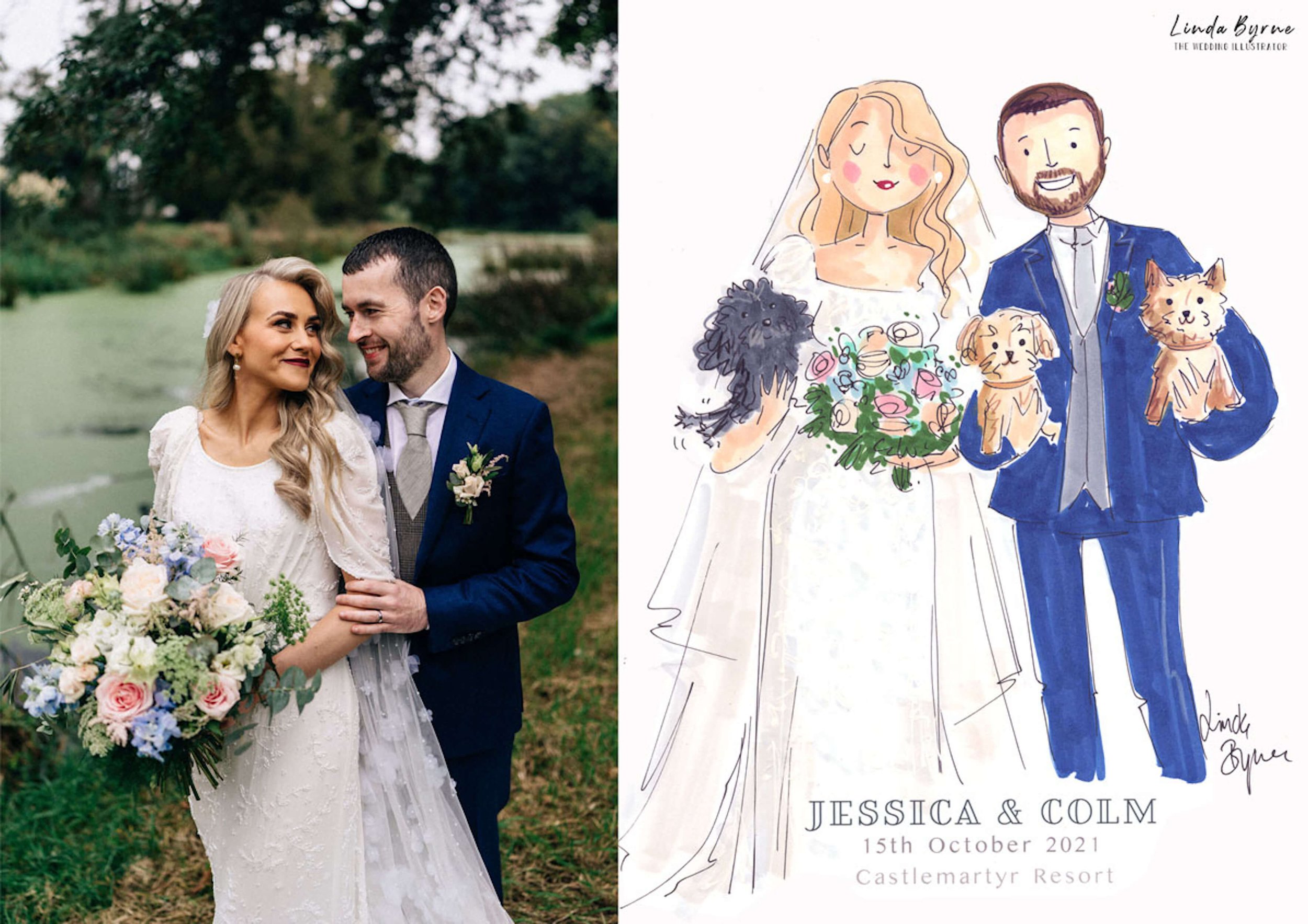 Custom illustrated wedding artwork & portraits | The Wedding ...