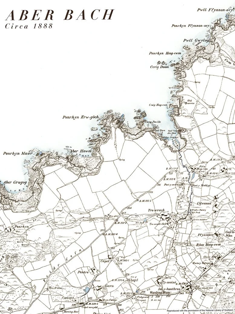 A reproduction vintage map covering Gwbert, Cardigan, St Dogmaels and ...